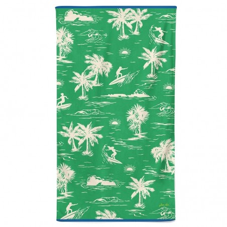 Drap De Plage Surfean Emeraude 100% coton aux motifs surf stylisés