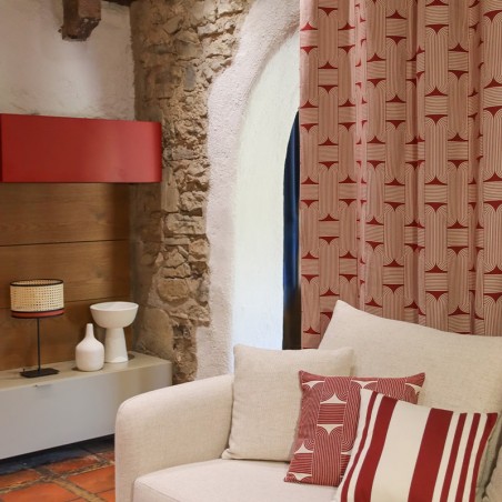 Red Katea curtain in top-quality Jacquard weave with elegant motifs